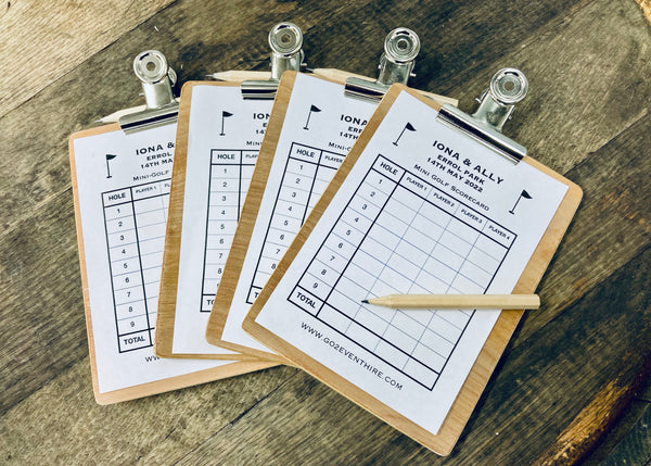 Personalised Mini-Golf Scorecards - GO2 Event Hire